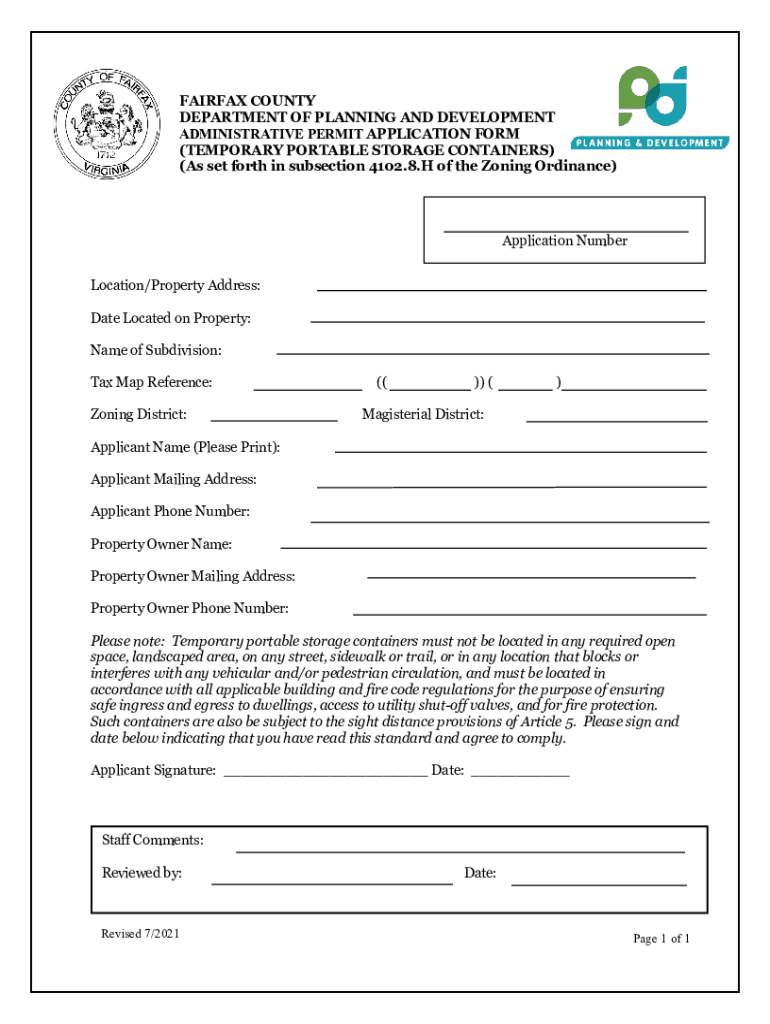 Fillable Online Temporary Portable Storage Containers - Administrative ...