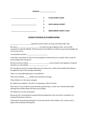 Fillable Online AFFIDAVIT FOR DIVORCE PROVE UP (003) Fax Email Print ...