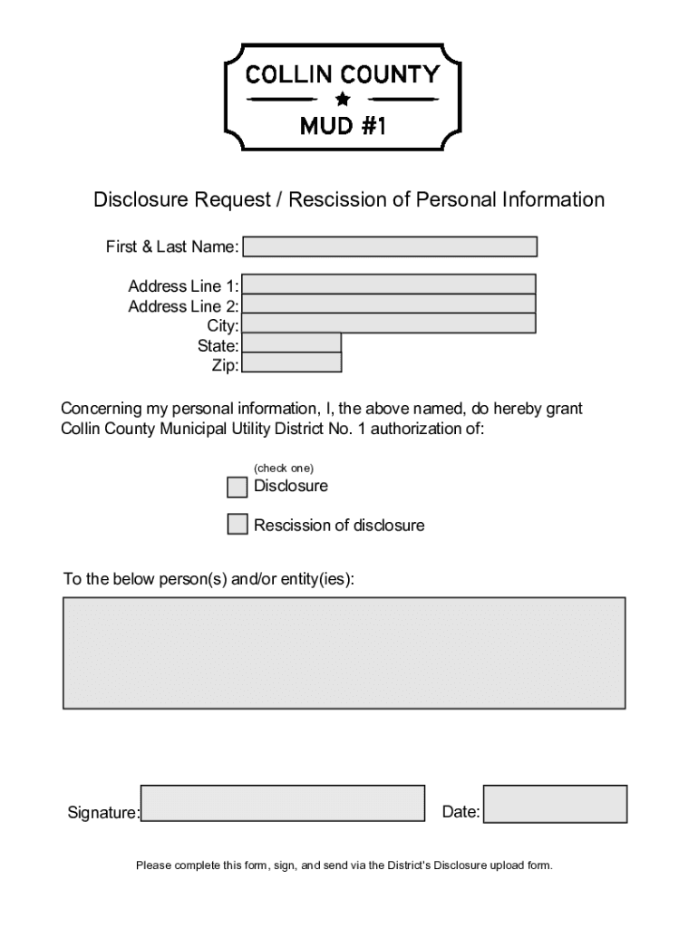 Fillable Online Collin - Disclosure Form Fax Email Print - pdfFiller