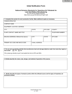 Fillable Online NESHAP for Lead acid battery manufacturing. Initial ...