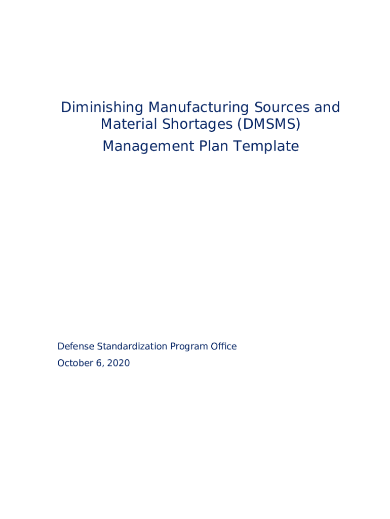 DMSMS Management Plan Template Doc Template | pdfFiller