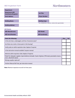 Fillable Online AED Inspection Form Fax Email Print - pdfFiller