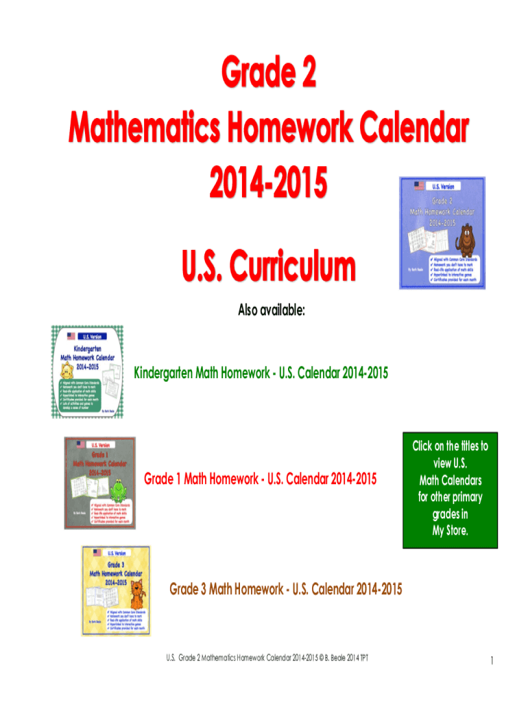 Fillable Online Monthly Homework Calendar For Kindergarten ...