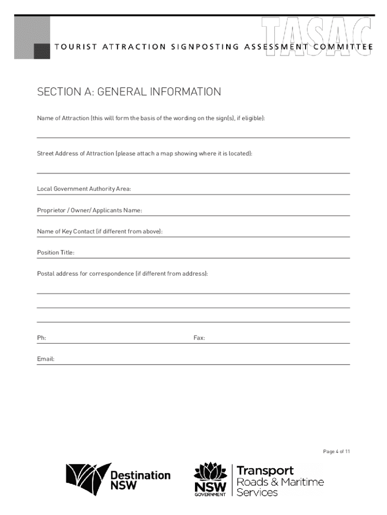 Fillable Online TASAC application form - Tourism & Events for Sydney ...