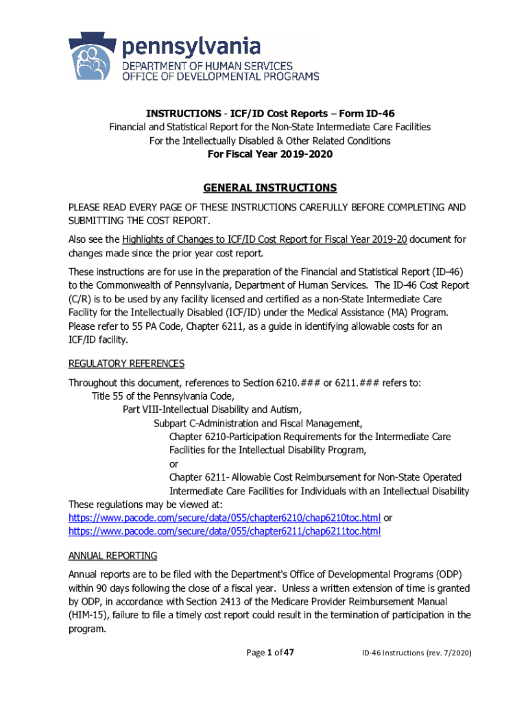 Fillable Online ODP issues revised ID46 Cost Report Forms Fax Email ...