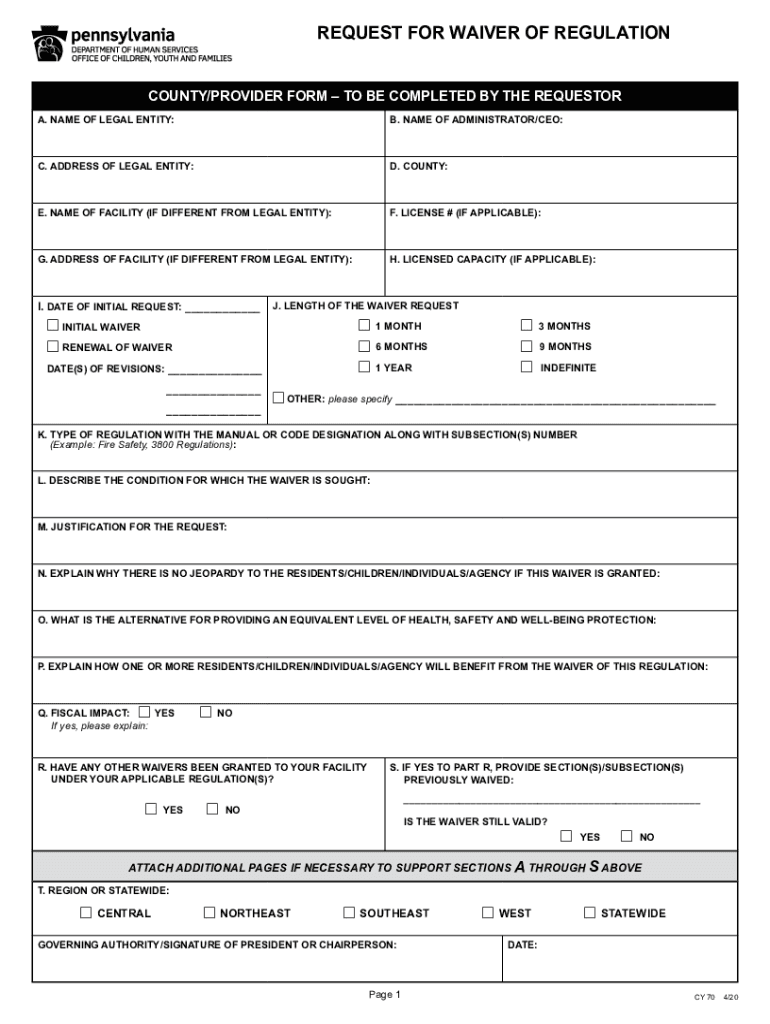 Fillable Online www.paproviders.orgwp-contentuploadsRequest for Waiver ...