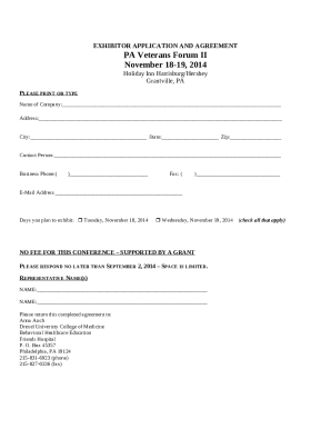 EXHIBIT APPLICATION AND AGREEMENT Doc Template | pdfFiller