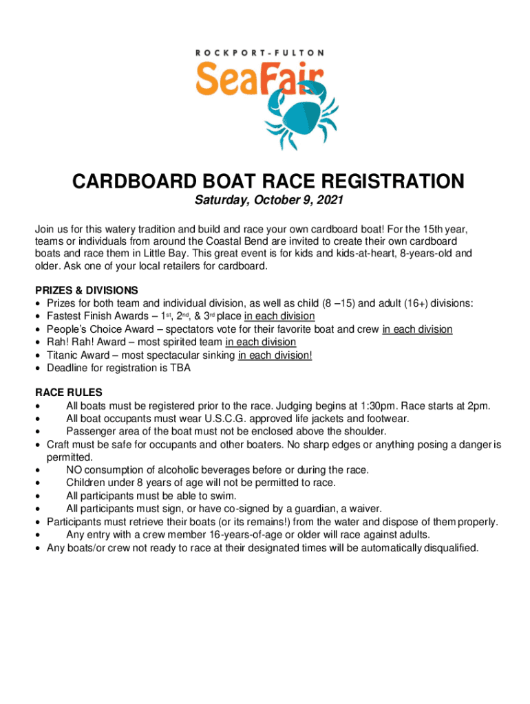 Fillable Online wdmchamber.org08Cardboard-Boat-Race-FormCardboard Boat ...