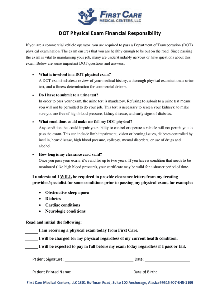 Fillable Online www.fmcsa.dot.govmedicaldriver-medicalDOT Medical Exam ...