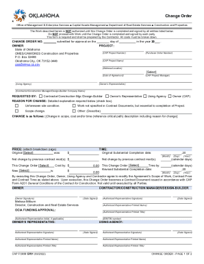 Fillable Online oklahoma.govcontentdamCAP Form G701 Change Order ...