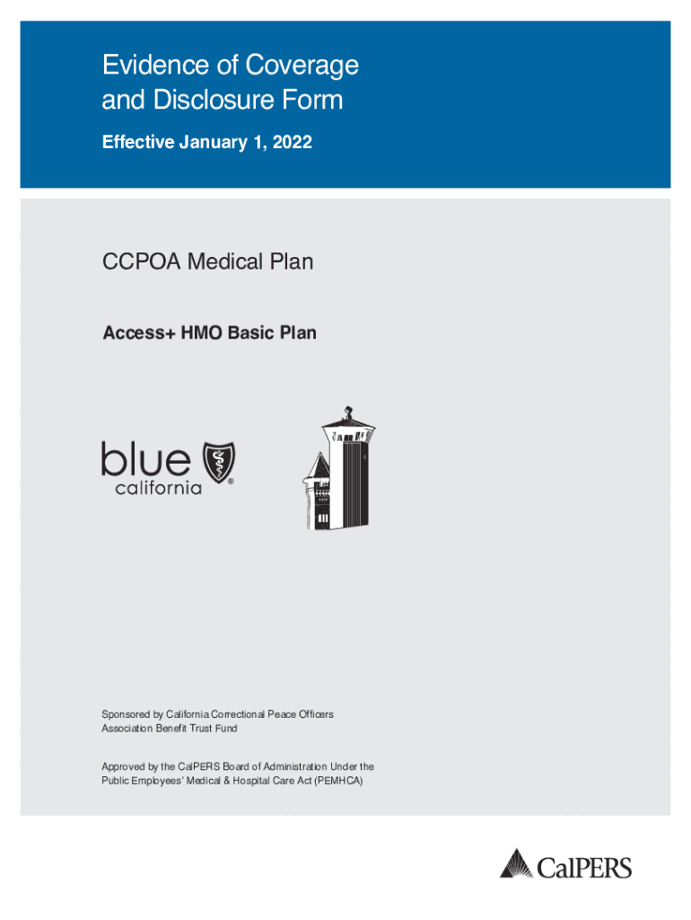 Fillable Online Evidence of Coverage and Disclosure Form. Evidence of ...