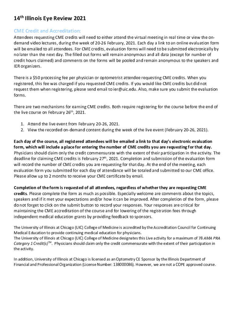 Fillable Online chicago medicine uic Evaluation form and CME credits ...