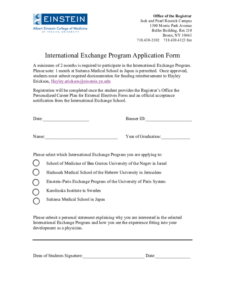Fillable Online International Exchange Program Application Form.doc Fax ...