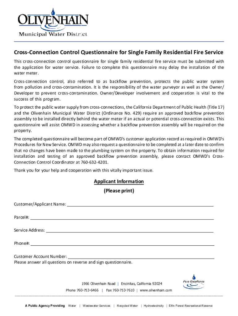 Fillable Online Cross-Connection Control ManualCross-Connection ...