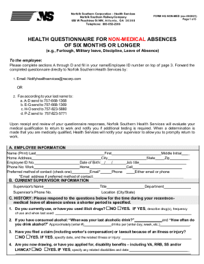 Fillable Online www.nscorp.comcontentdamHEALTH QUESTIONNAIRE FOR NON-MEDICAL ... - Norfolk ...