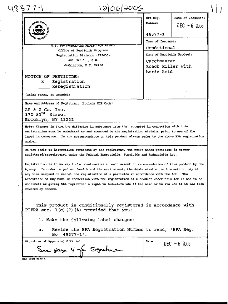 Fillable Online U.S. EPA, Pesticide Product Label, CATCHMASTER ROACH ...