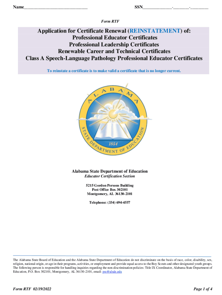 Fillable Online PDF Application for Certificate Renewal (REINSTATEMENT) of Fax Email Print ...