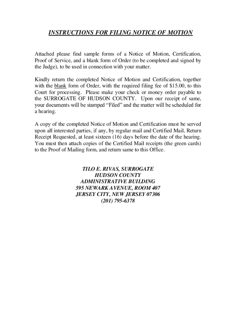 Fillable Online www.uscourts.govsitesdefaultNOTICE OF MOTION OR ...