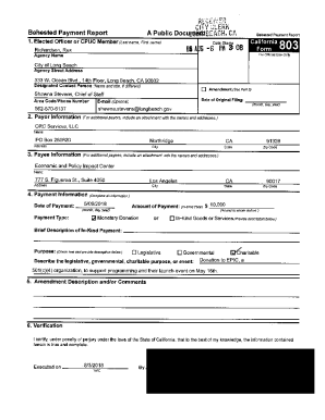 Fillable Online Form 803 - Behested Payment Report Fax Email Print ...
