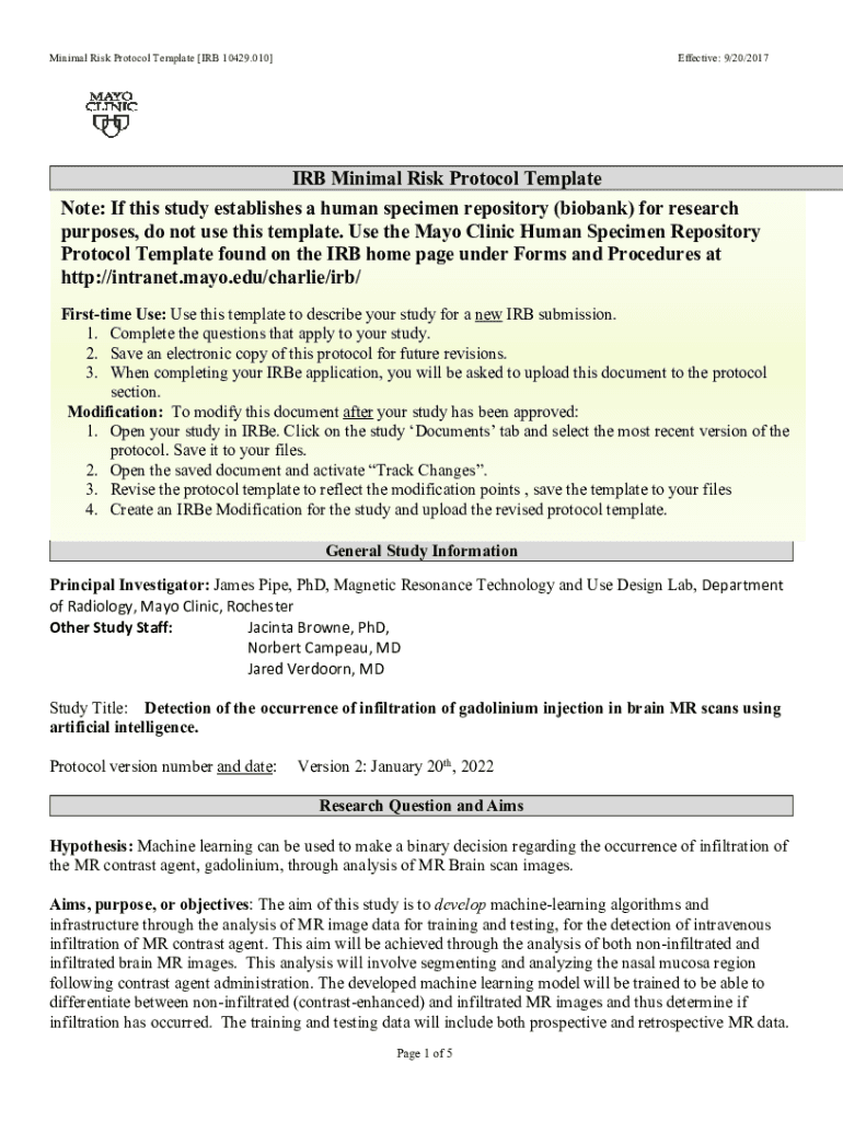 Fillable Online clinicaltrials.govProvidedDocs46IRB Minimal Risk ...