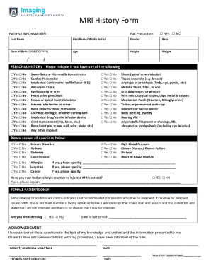 Fillable Online MRI History and Consent Form LHR - radnet.com Fax Email ...