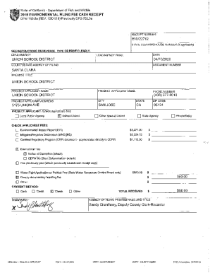 Fillable Online 2019 ENVIRONMENTAL FILING FEE CASH RECEIPT UNION ...
