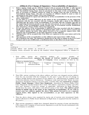 Fillable Online Affidavit for Change of SignatureChange of Signature ...