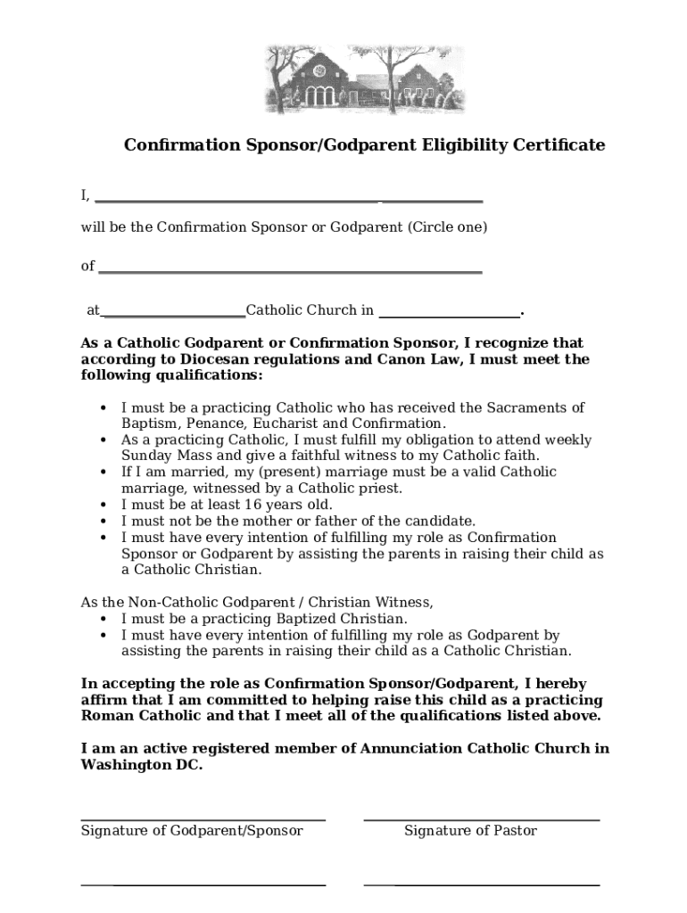 Sponsors CertificateConfirmation Sponsor Eligibility Duties ...