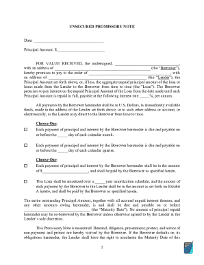 Fillable Online Unsecured promissory note form. Unsecured promissory ...
