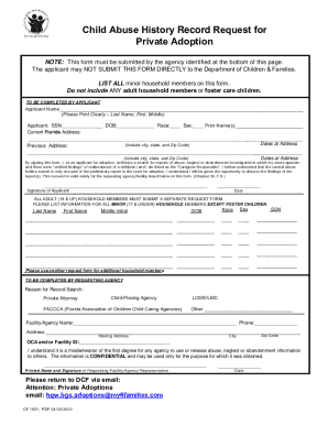 Fillable Online Child Abuse History Record Request for Private Adoption ...