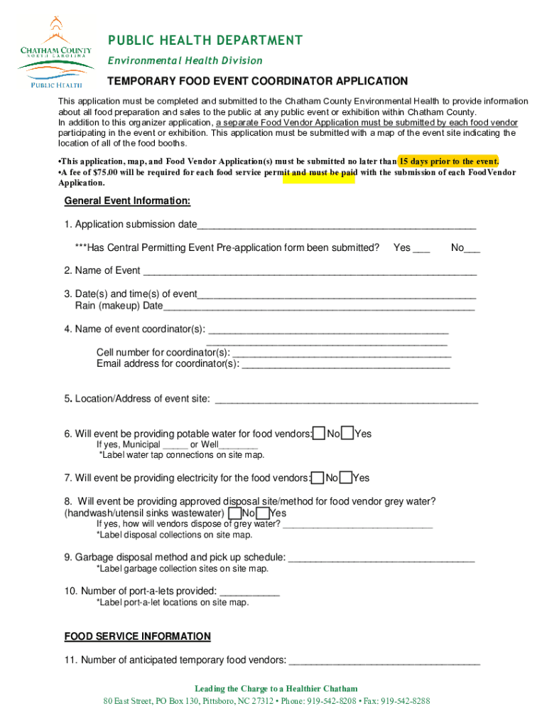 Fillable Online public health department - temporary food event ...