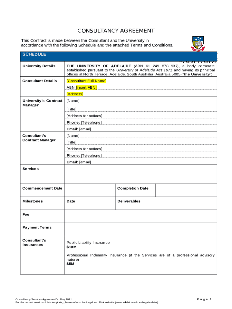 Consultancy Services Agreement Short Doc Template | pdfFiller