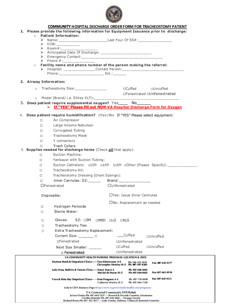 Fillable Online Tracheostomy Discharge Request Form.pdf Fax Email Print ...