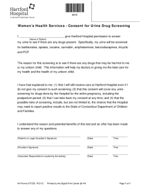 Fillable Online Womens Health Services - Consent for Urine Drug ...