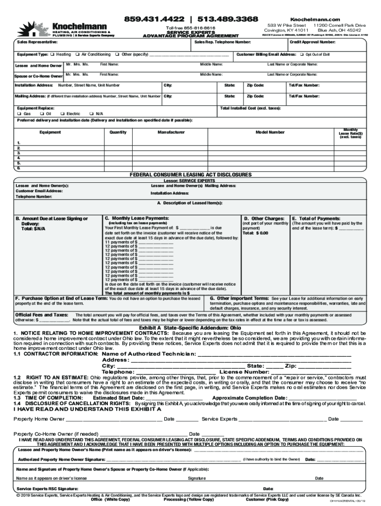 Fillable Online 70Knochelmann Ohio Version US HVAC Advantage Program ...