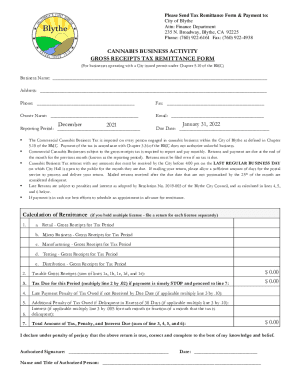 Fillable Online cannabis business activity gross receipts tax ...