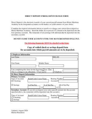 Fillable Online Direct Deposit Enrollment.doc Direct Deposit Enrollment ...