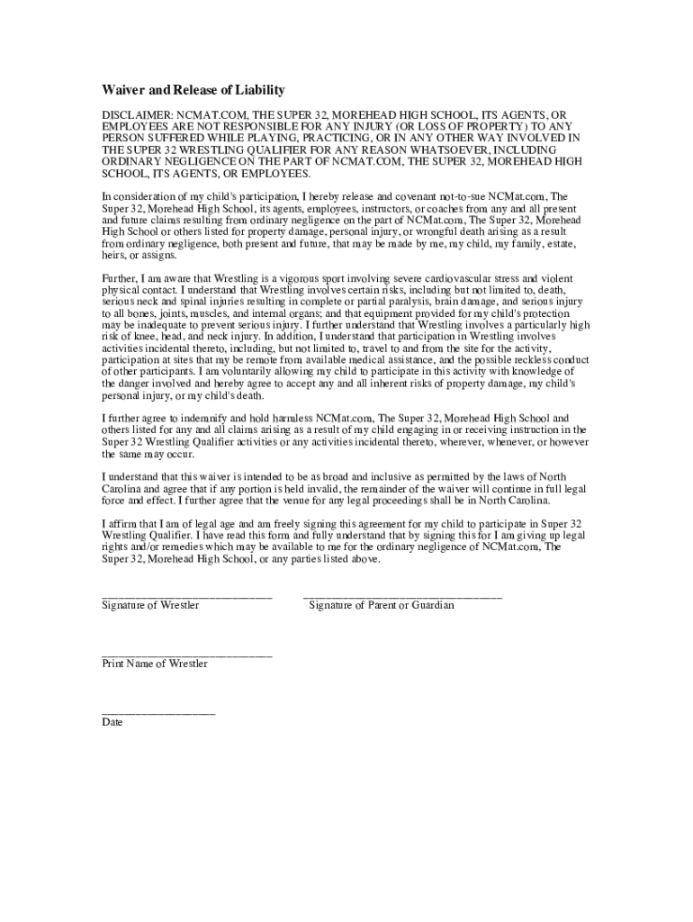 Fillable Online Fillable Online Waiver and Release of Liability - Super ...