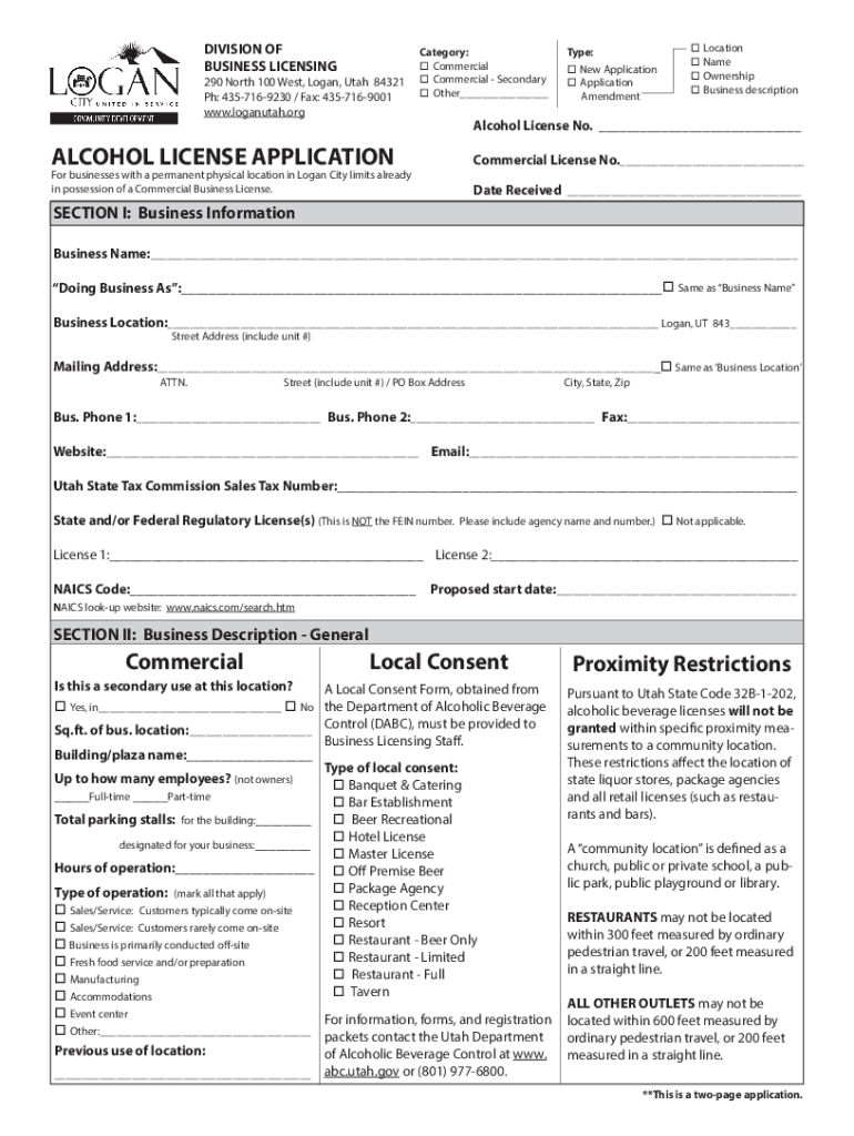 Fillable Online cms9files.revize.comloganutdocumentcenterTEMPORARY/ LONG TERM BUSINESS LICENSE ...