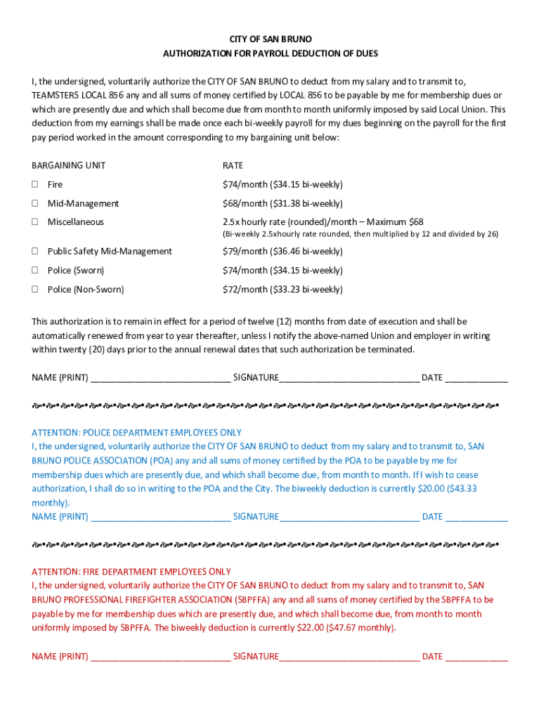 Fillable Online 19 generic payroll deduction authorization form - Free ...