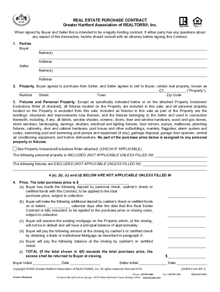 Fillable Online Greater Hartford Association Of Realtors Forms - Fill ...