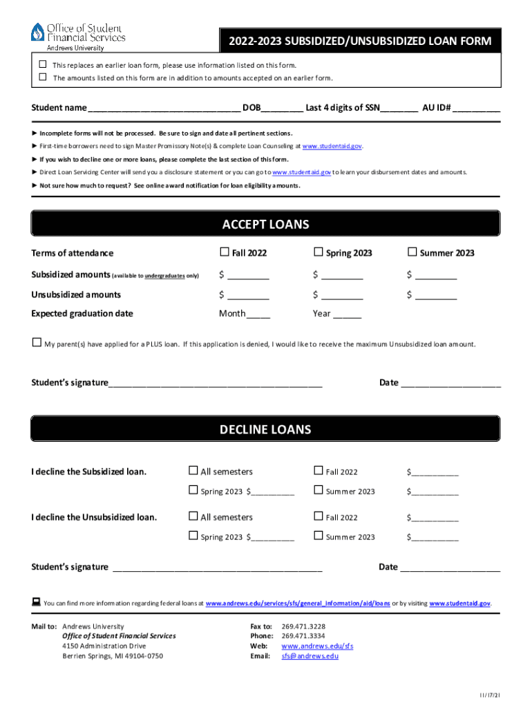 Fillable Online 2022-2023 Student Loan Request Form Fax Email Print ...