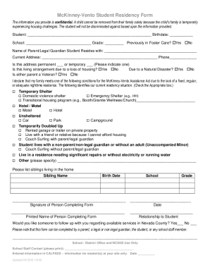 Fillable Online RESIDENCY QUESTIONNAIRE Parent/Guardian/Student: This form ... Fax Email Print ...