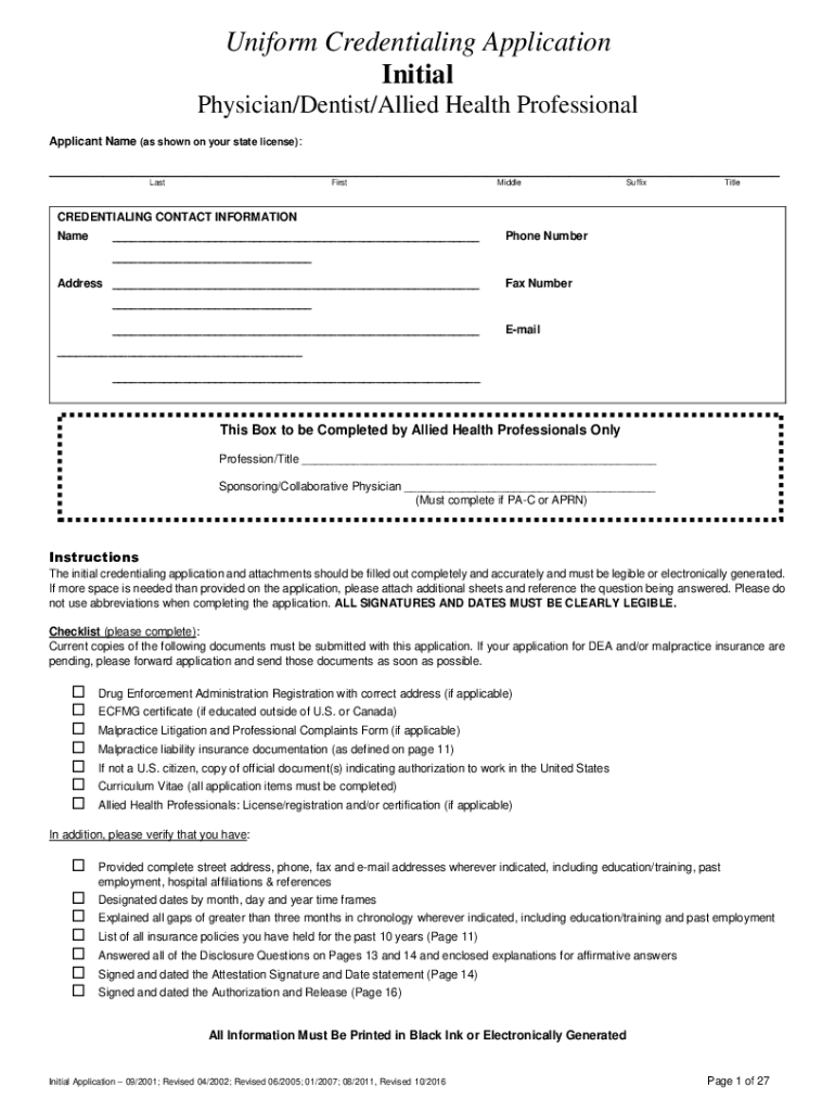 Fillable Online Get the free mn uniform credentialing application ...