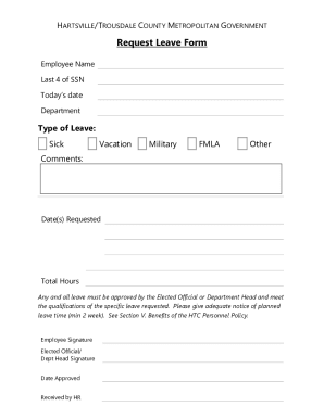 Fillable Online Request Leave Form Fax Email Print - pdfFiller