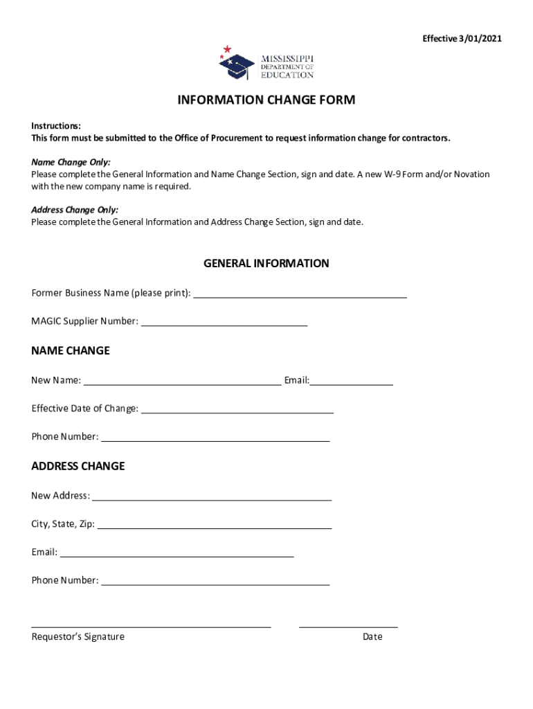 Fillable Online INFORMATION CHANGE FORM Fax Email Print - pdfFiller