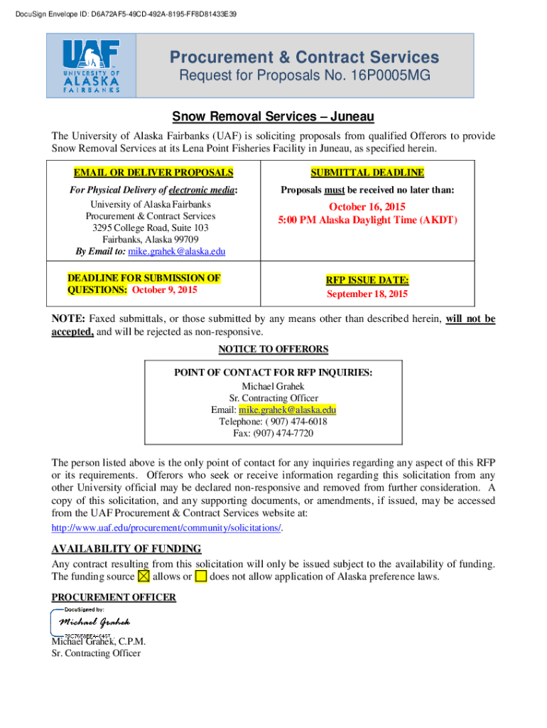 Fillable Online Procurement & Contract Services Request for Proposals ...