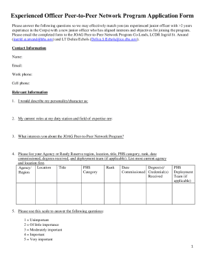 Fillable Online dcp psc Experienced Officer Peer-to-Peer Network ...