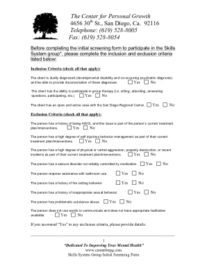 Fillable Online Initial screening form - 7-1-13.docx Fax Email Print ...