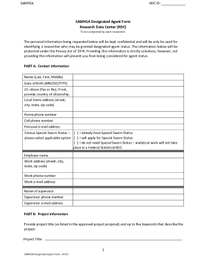 Fillable Online SAMHSA Designated Agent Form Research Data Center (RDC ...